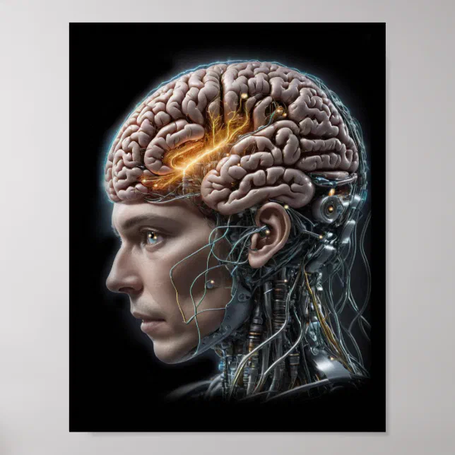 Robot Cyborg Brain Artificial Intelligence Poster | Zazzle