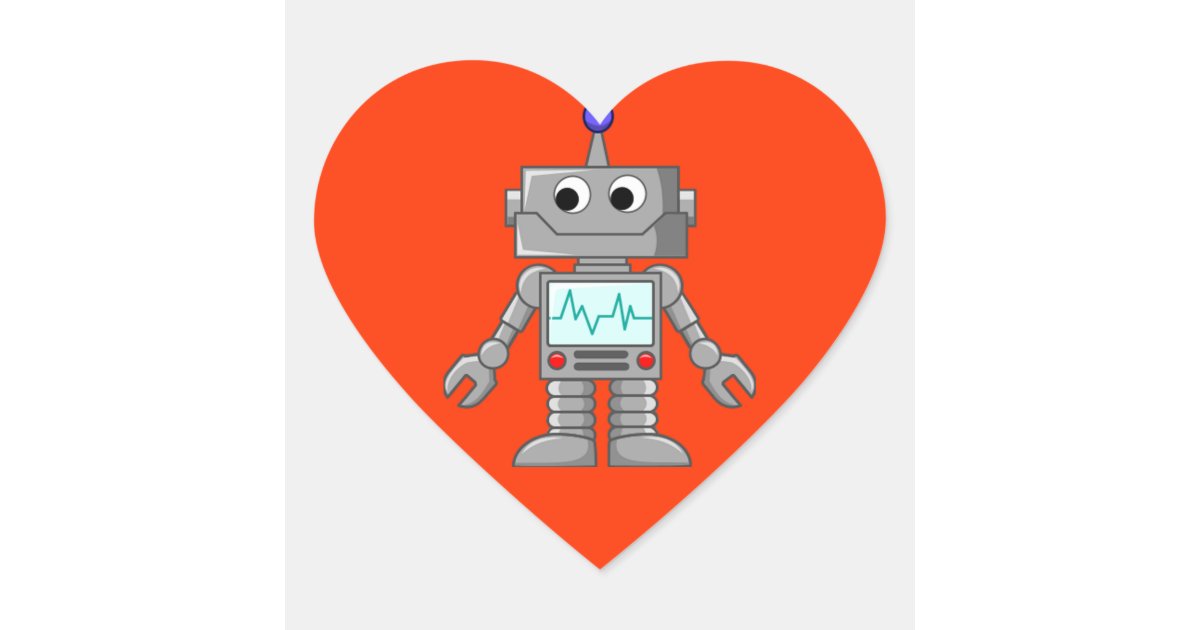 Robot Freak Heart Sticker | Zazzle