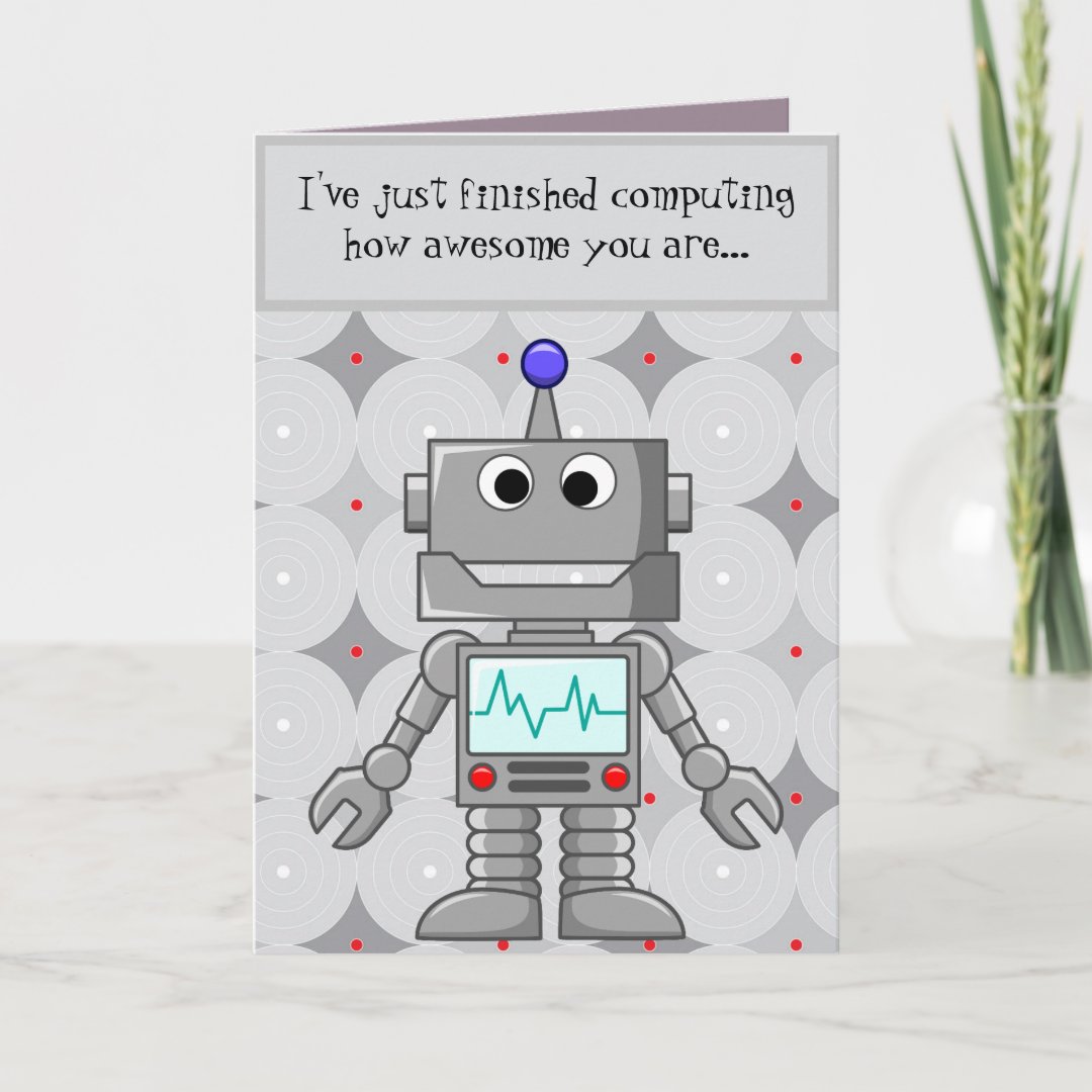 Robot Happy Birthday Awesome Birthday Card | Zazzle