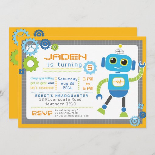 Robot Invitation / Robot Party / Robot Birthday | Zazzle