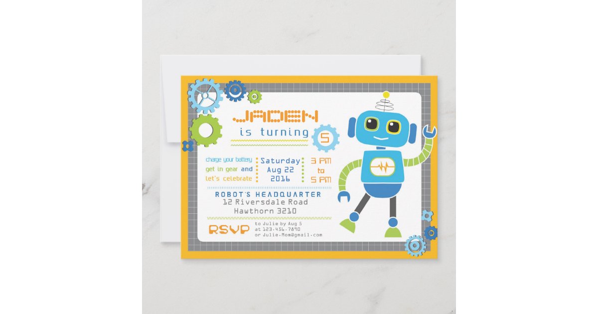 Robot Invitation / Robot Party / Robot Birthday | Zazzle
