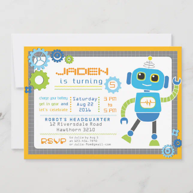 Robot Invitation / Robot Party / Robot Birthday | Zazzle