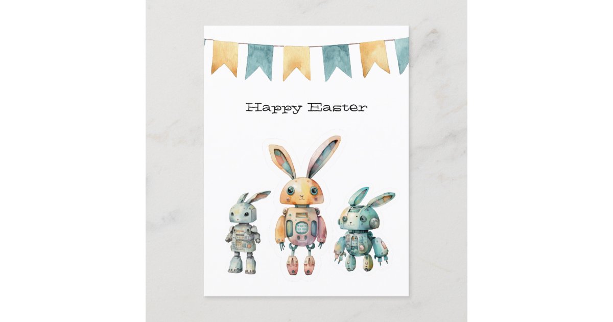 Robot Rabbits Easter Postcard | Zazzle