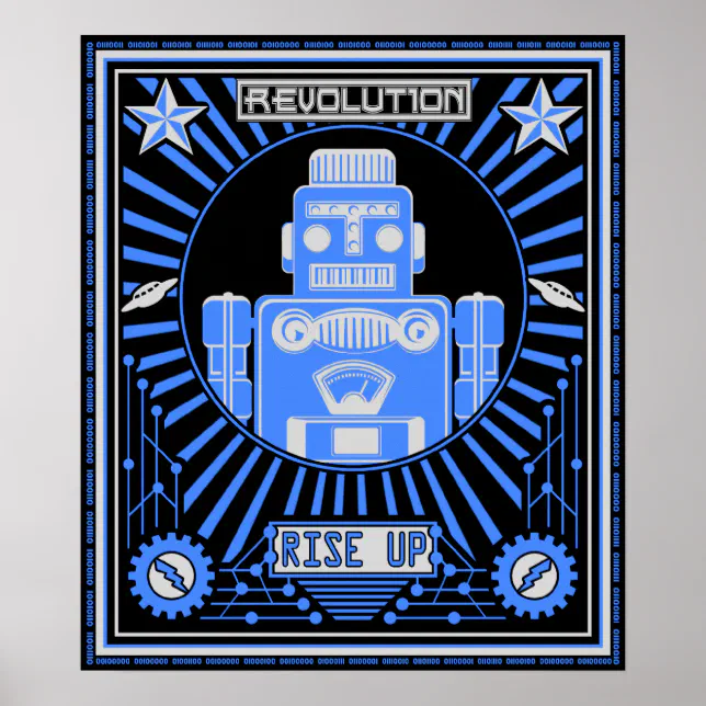 Robot Revolution Blue Poster | Zazzle