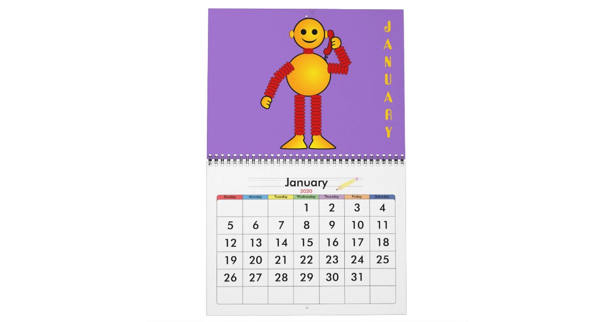 Robot sci-fi cartoon fun science fiction calendar | Zazzle.com
