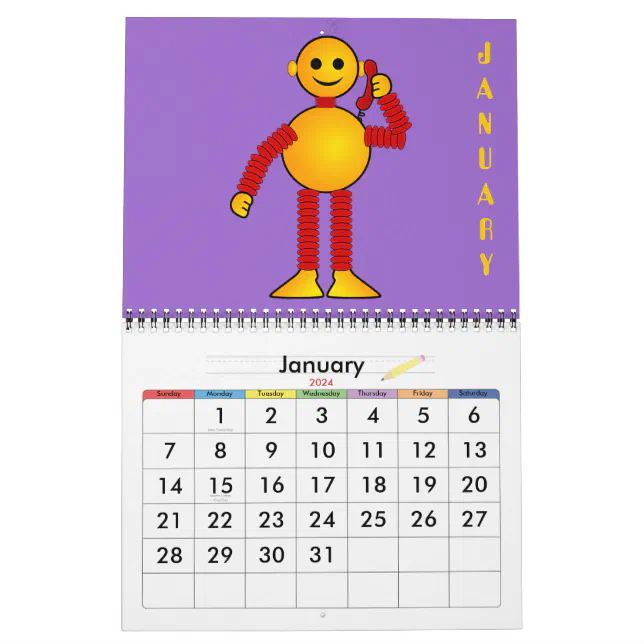 Robot sci-fi cartoon fun science fiction calendar | Zazzle