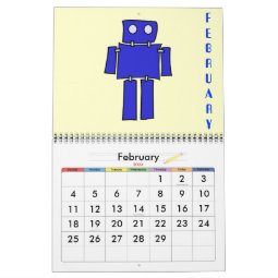 Robot sci-fi cartoon fun science fiction calendar | Zazzle