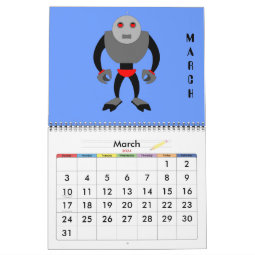 Robot sci-fi cartoon fun science fiction calendar | Zazzle