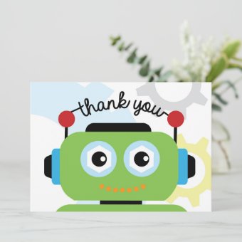 Robot Thank You Card | Robot Birthday Party | Zazzle