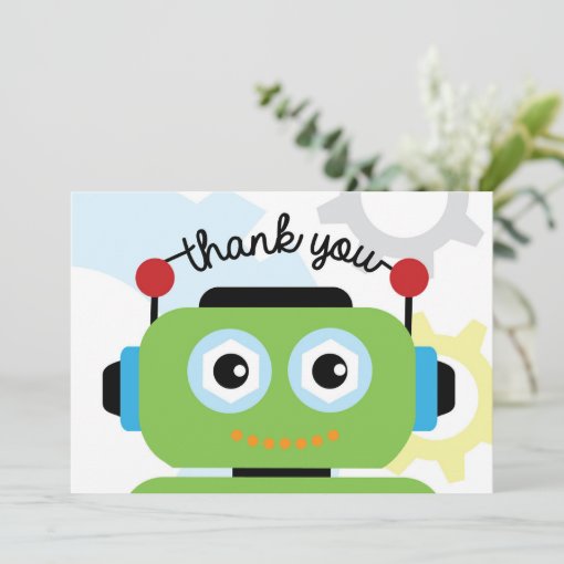 Robot Thank You Card | Robot Birthday Party | Zazzle