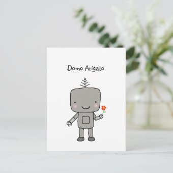 Robot Thank you Domo Arigato Cute Funny Geek Postcard | Zazzle