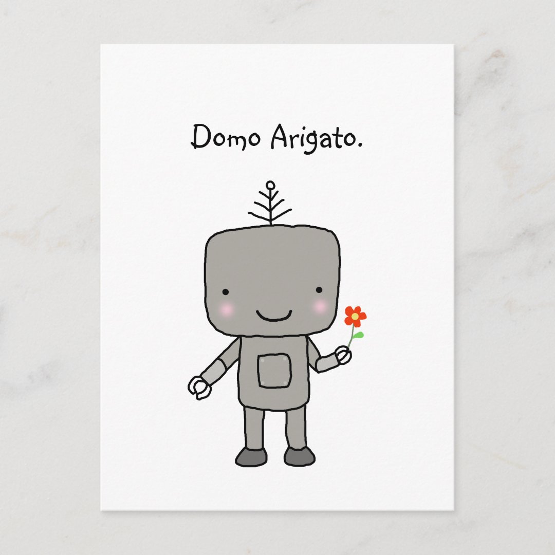 Robot Thank you Domo Arigato Cute Funny Geek Postcard | Zazzle