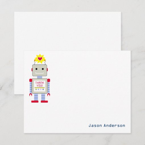 Robot Thank You Note Cards Personal Stationery | Zazzle