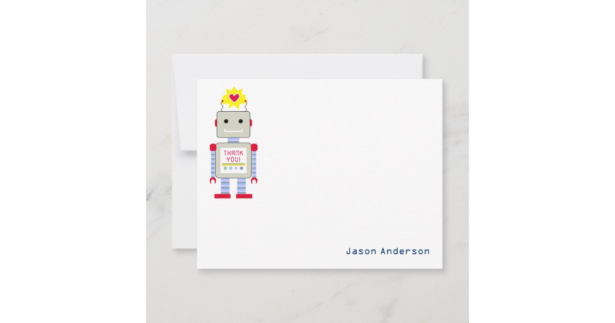 Robot Thank You Note Cards Personal Stationery | Zazzle
