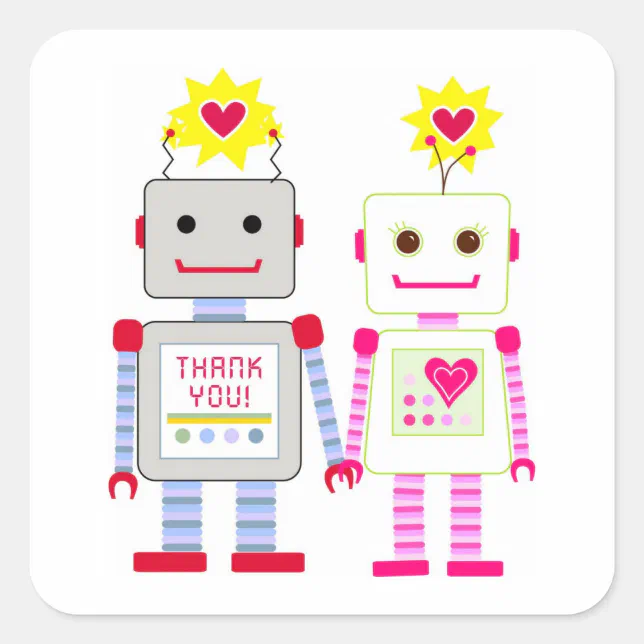 Robot Thank You Stickers | Zazzle