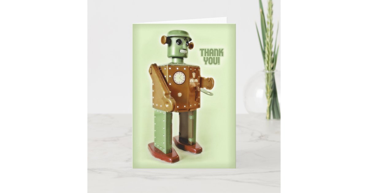ROBOT THANKS THANK YOU CARD | Zazzle