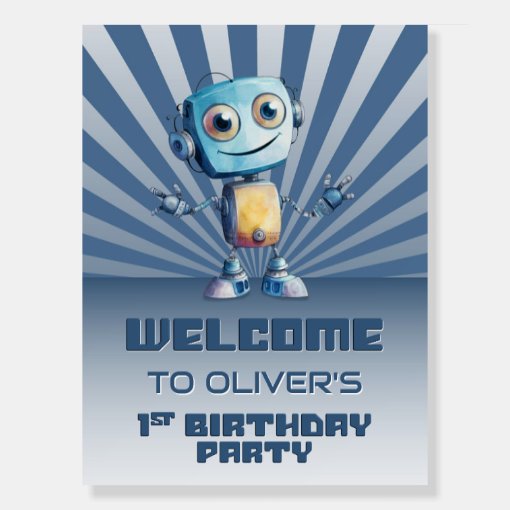 Robot Theme 1st Birthday Welcome Sign | Zazzle