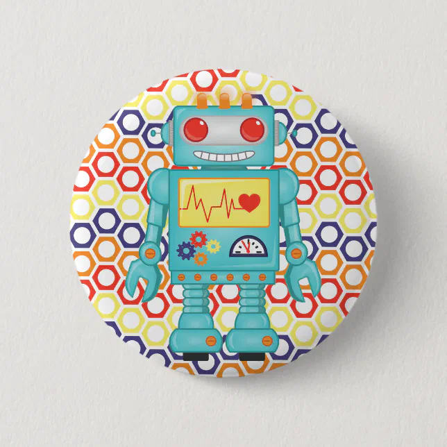 Robot Themed Party Button | Zazzle