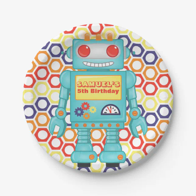 Robot Themed Party Paper Plates | Zazzle
