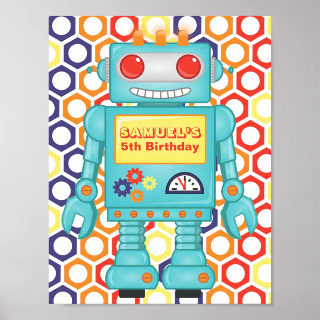 Robot Themed Party Poster | Zazzle