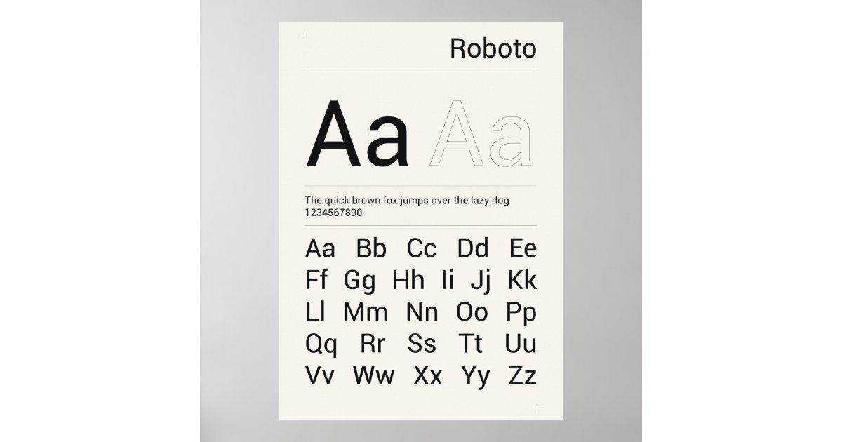 Roboto Font Typography Print | Zazzle