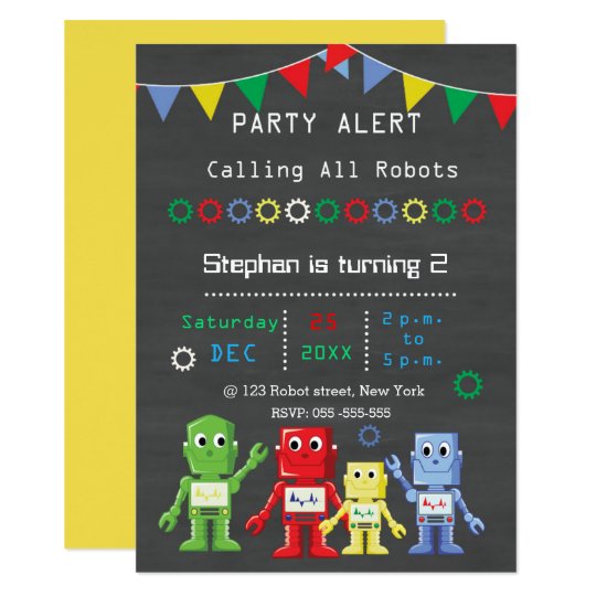 Robots Birthday party Invitations | Zazzle.com