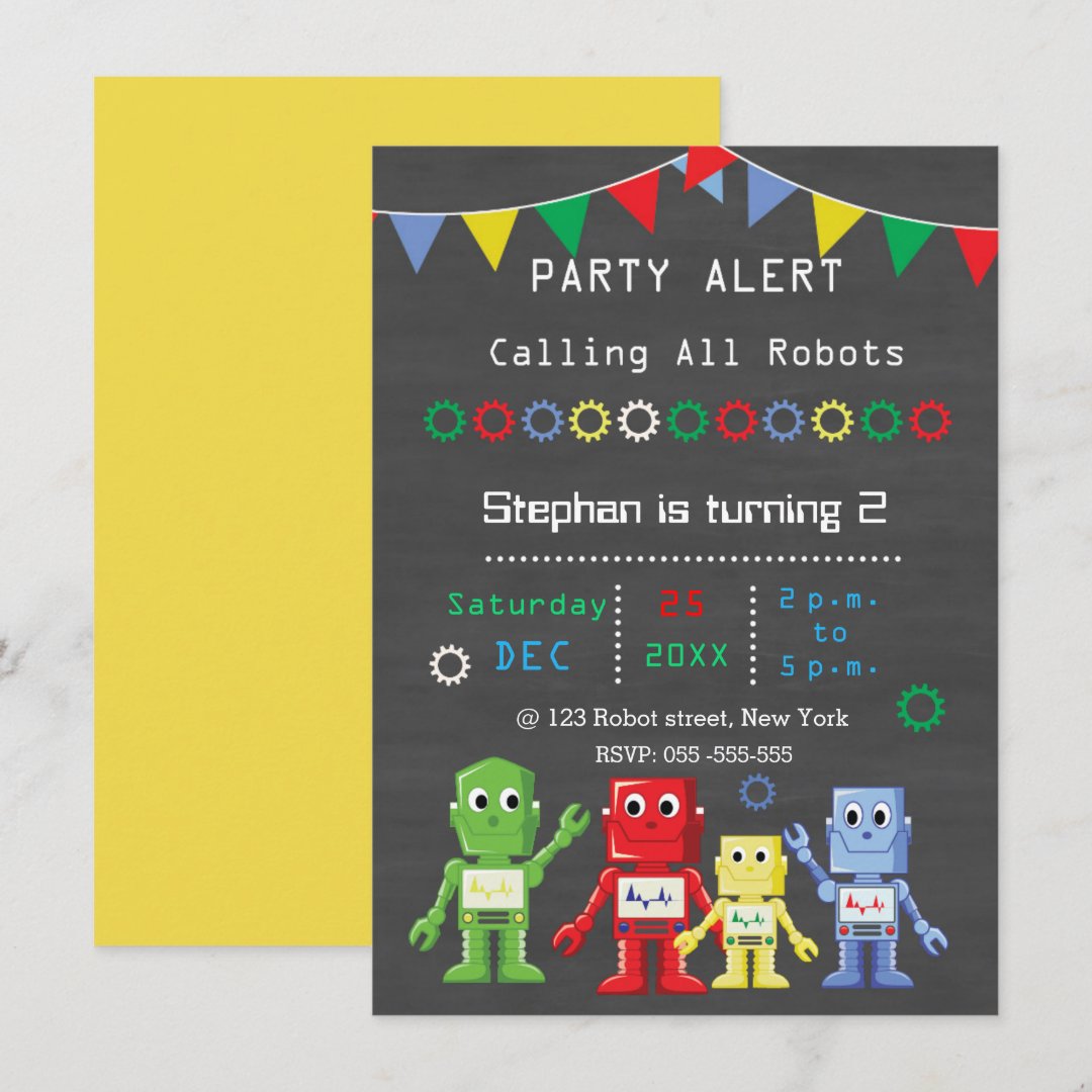 Robots Birthday party Invitations | Zazzle
