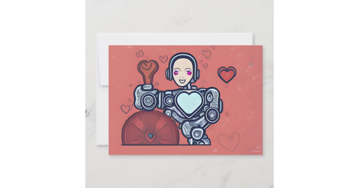 Robot's Love Chicken Droid Valentine Card | Zazzle