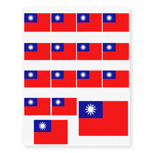 ROC Taiwan - Taiwanese Flag - 中華民國國旗 - 青天白日滿地紅 Temporary Tattoos | Zazzle