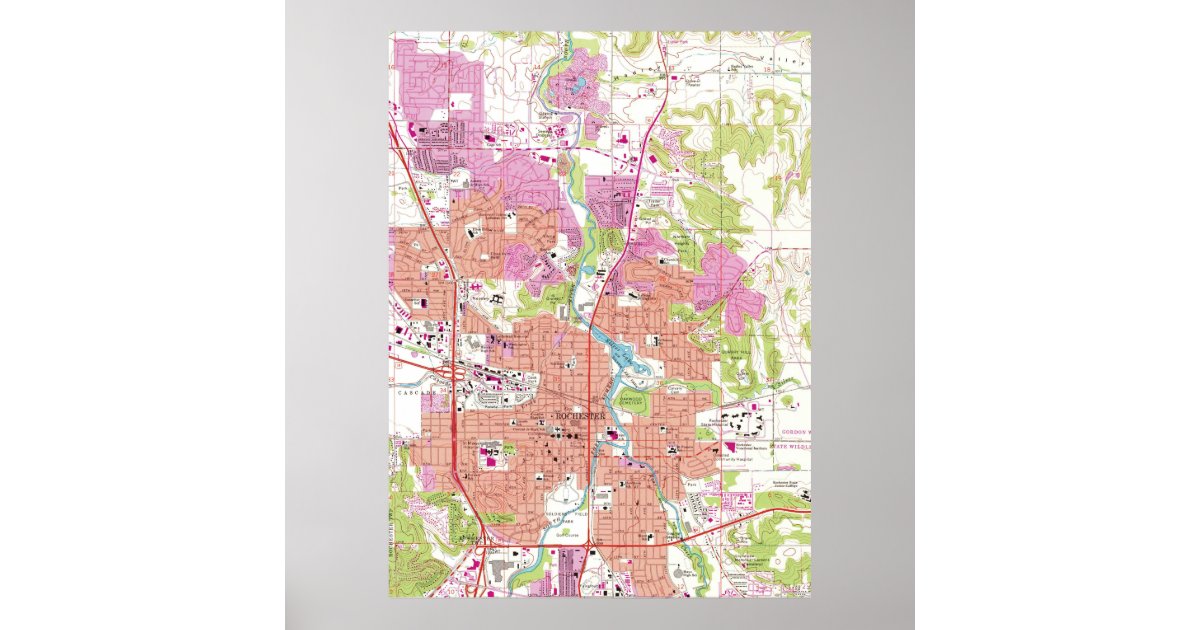 Rochester Michigan Map (1972) Poster | Zazzle