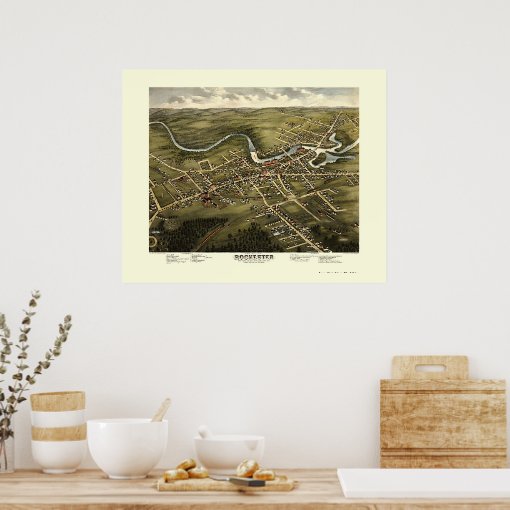 Rochester, NH Panoramic Map - 1877 Poster | Zazzle