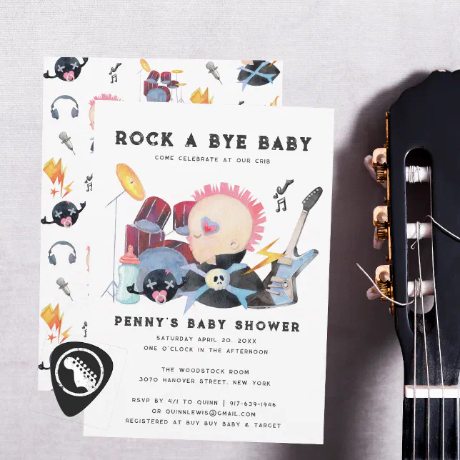 Rock A Bye | Rock & Roll Baby Shower | Zazzle