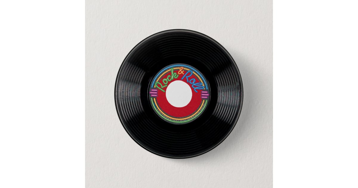 Rock and Roll 45 rpm Record Button | Zazzle