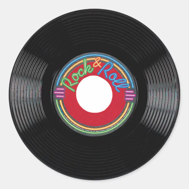 Rock and Roll 45 rpm Record Sticker | Zazzle