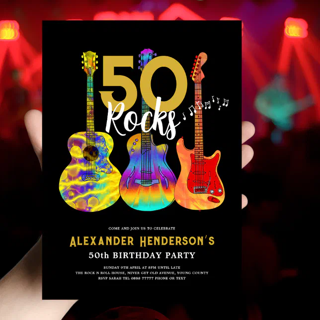 Rock and Roll 50th Birthday Invitation | Zazzle