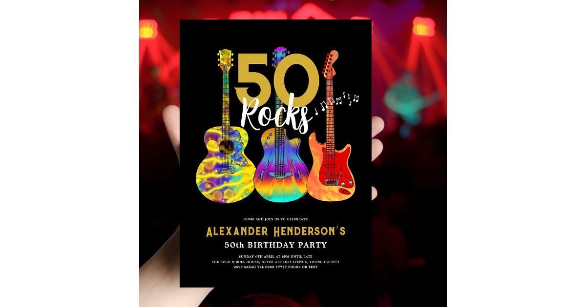 Rock and Roll 50th Birthday Invitation | Zazzle