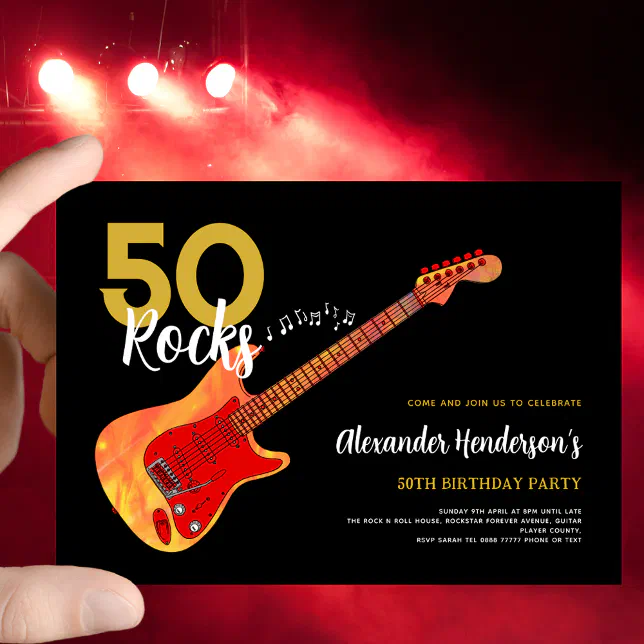 Rock and Roll 50th birthday party 50 rocks Invitation | Zazzle
