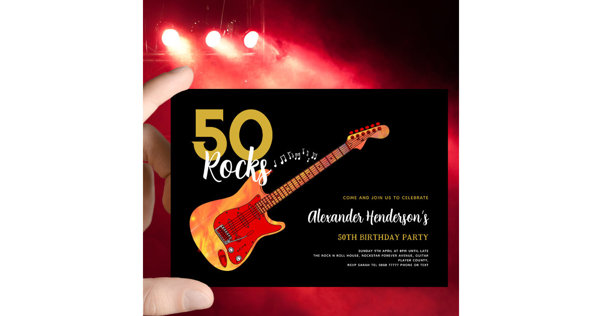 Rock and Roll 50th birthday party 50 rocks Invitation | Zazzle
