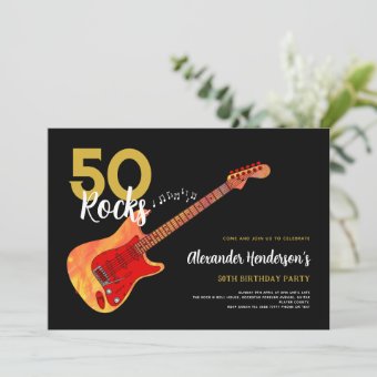Rock and Roll 50th birthday party 50 rocks Invitation | Zazzle