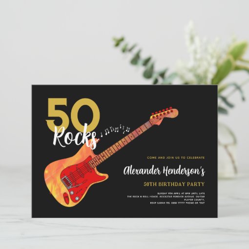 Rock and Roll 50th birthday party 50 rocks Invitation | Zazzle