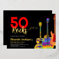 Rock and Roll 50th Birthday Party Black Gold Foil Invitation | Zazzle