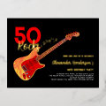 Rock and Roll 50th Birthday Party Black Gold Foil Invitation Postcard ...