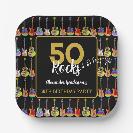 Rock and Roll 50th Birthday Party Custom Paper Plates | Zazzle