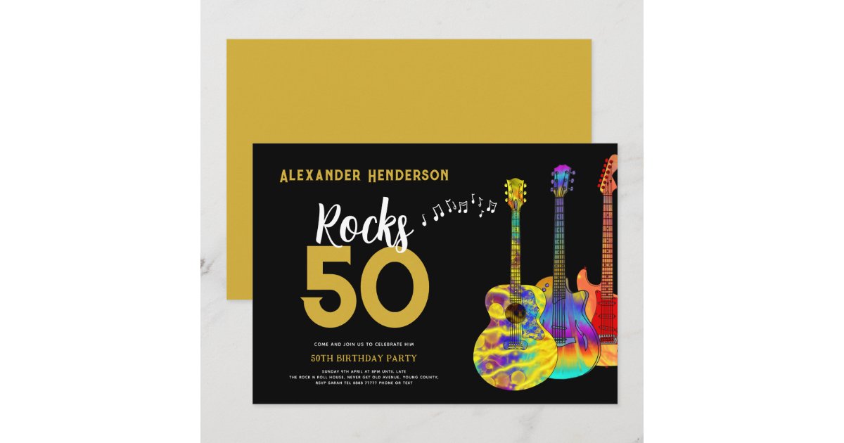 Rock and Roll 50th birthday party Invitation | Zazzle