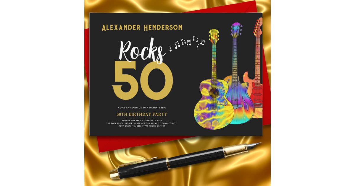 Rock and Roll 50th birthday party Invitation | Zazzle