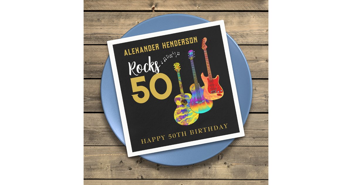Rock and Roll 50th Birthday Party Napkins | Zazzle