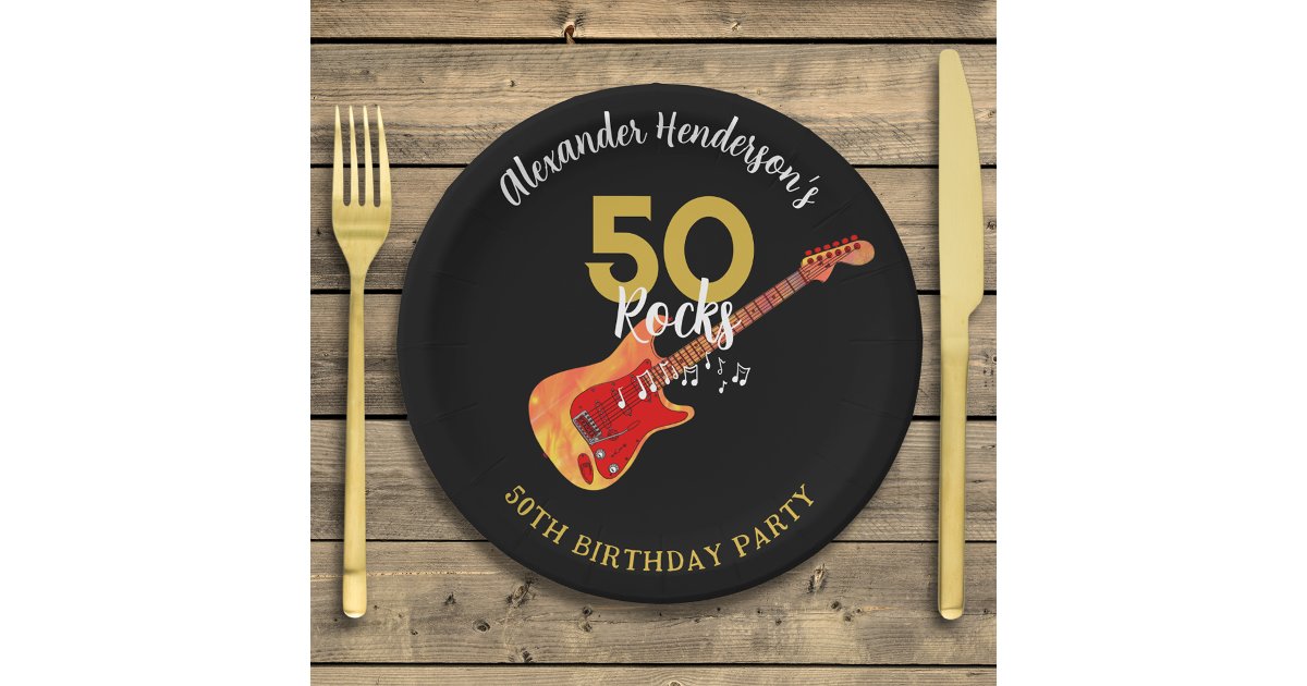 Rock and Roll 50th Birthday Party Paper Plates | Zazzle