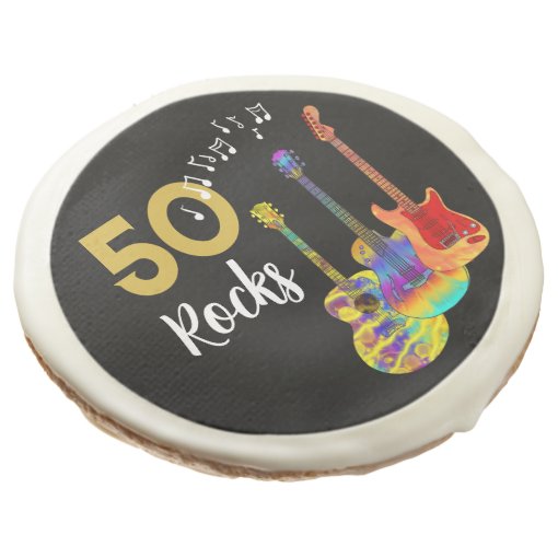 Rock and Roll 50th Birthday Party Sugar Cookie | Zazzle