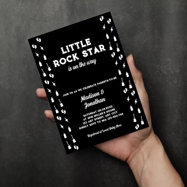 Rock And Roll Baby Shower Little Rock Star Invitation | Zazzle