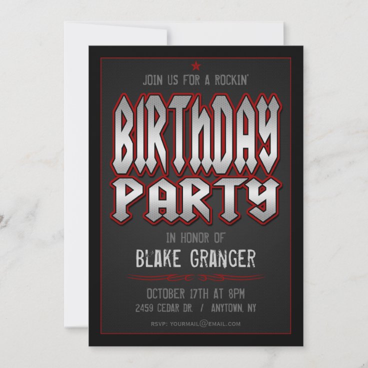 Rock and Roll Birthday Party Invitation | Zazzle